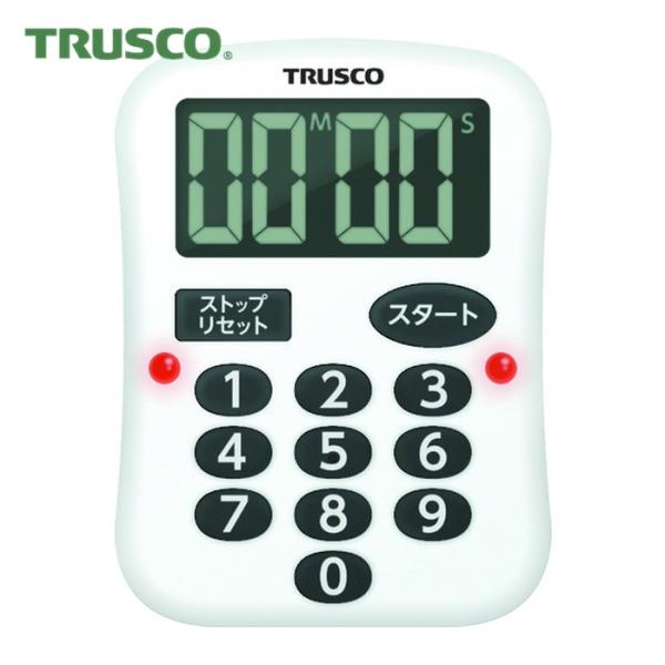 TRUSCO タイマー|特長:握りやすさやボタンの押しやすさを重視した形状です。 タイムアップ時にはLEDが点滅し、お知らせします・タイムアップ時に電子音でお知らせしますが、音を出なくすることも可能です。 文字盤は見やすい反転液晶バックライ...