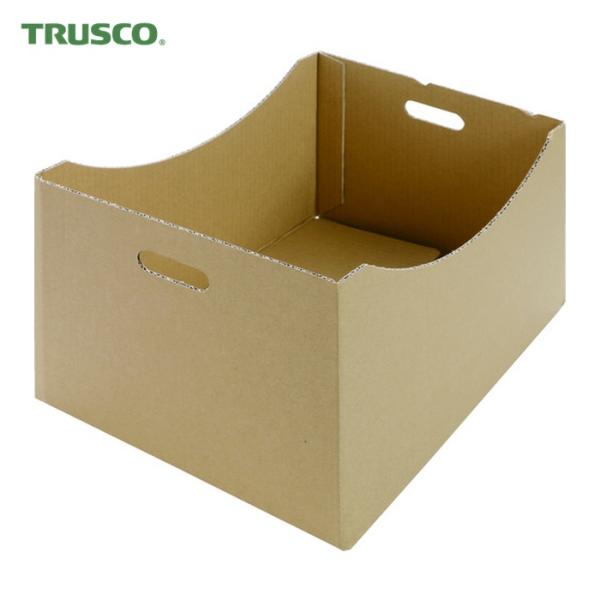 TRUSCO ファイルケース|特長:ワンタッチで組み立て可能な段ボール製のフォルダーボックスです。 縦置き、横置きが可能で収納環境により使い分けができます。 側面のアーチ状加工により、書類の出し入れがしやすいです。