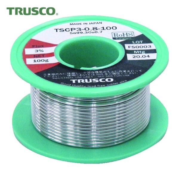 TRUSCO 糸はんだ|特長:コストパフォーマンスの高い製品です。 環境に優しい鉛フリーやに入りはんだです。 短時間でぬれ広がり、ツノ立ちも生じません。