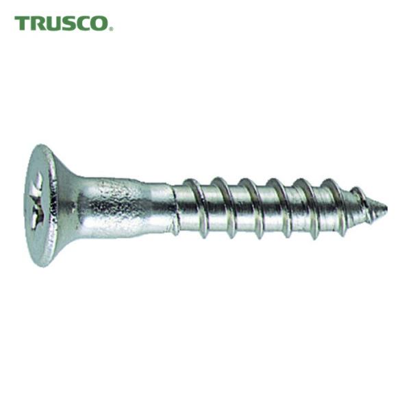 TRUSCO 皿木ねじ|特長:木材にねじ込むのに適した先端とねじ山をもっています。 耐食性のあるステンレスを使用しています。