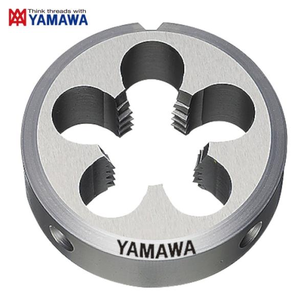 ヤマワ ダイス|特長:ダイスの振れ精度を向上させたソリッドダイスです。 高速度工具鋼(HSS)を採用し、安定した加工を実現しました。 面取り部にマークされている面が(表面)です。