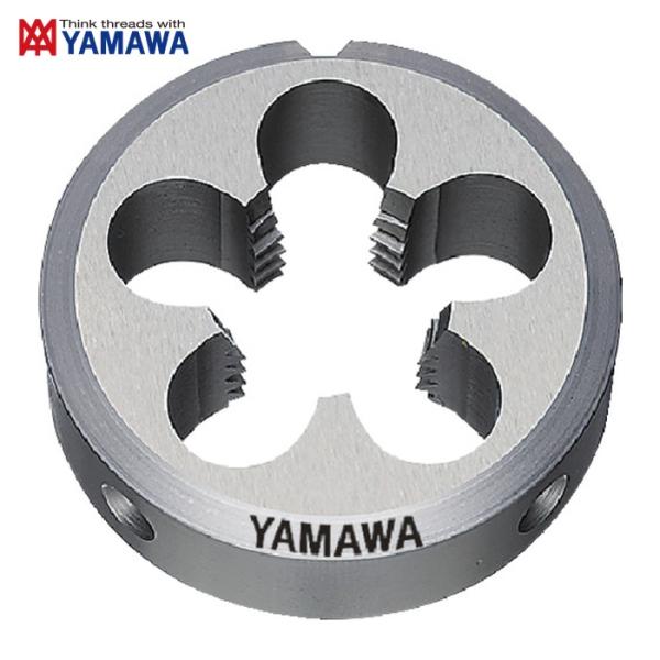 ヤマワ ダイス|特長:ダイスの振れ精度を向上させたソリッドダイスです。 高速度工具鋼(HSS)を採用し、安定した加工を実現しました。 面取り部にマークされている面が(表面)です。