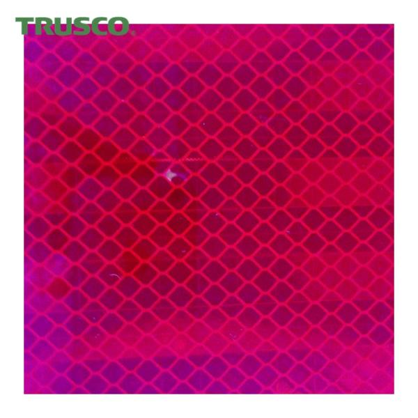 TRUSCO 反射シート|特長:シート内部に高密度の三面体キューブを配し、入射光を光源方向に反射する再帰性反射シートです。 従来製品に比べ特に輝度が高く(高輝度反射シートの約3倍)、ヘッドライトなどを受けて明るく輝き、また広角性にも優れ、夜...