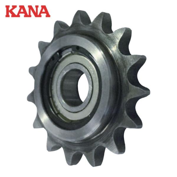 KANA アイドラースプロケット|特長:アイドラースプロケットは、ローラーチェーンの伝動において適切なテンションを保持いたします。 歯部には歯先硬化を施し、耐久性に優れています。
