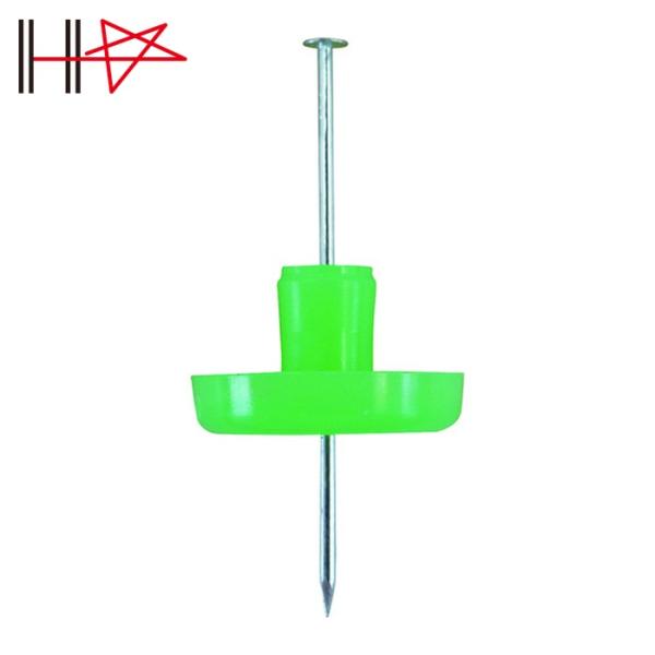 DAIDOHANT 釘|特長:化粧合板やボードの仮止めに使用します。 仮釘は細く、樹脂の部分が表面にでている状態まで打ち込むので、軽量物の仮止めとしてご使用下さい。 本止めした後は、ペンチなどを使用して抜き取って下さい。