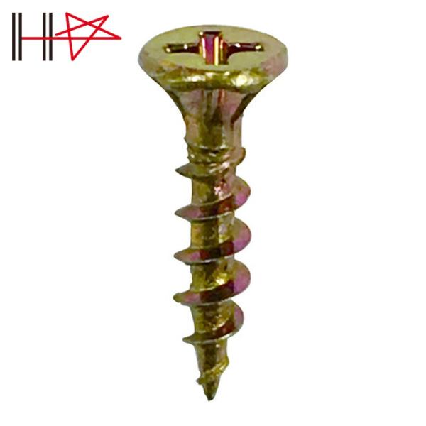 DAIDOHANT コーススレッドスクリュー|特長:頭部下のフレキ加工で木材を切削し、頭浮きを防ぎます。 軸が細く、先端足割れ加工のため木割れしにくいです。