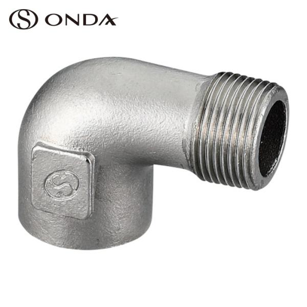 オンダ製作所 ねじ込み管継手(エルボ)|特長:テーパめねじ、テーパおねじ(Rc×R)90°配管に使用します。