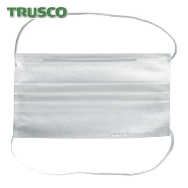 TRUSCO 一般作業用マスク|特長:耳が痛くなりにくい平紐ウレタンゴム(幅4mm)を採用します。 樹脂製ノーズピースが鼻の形に合うよう加工しています。 ノーズピースに金属を使用していないのでゴミ分別の手間がいりません。