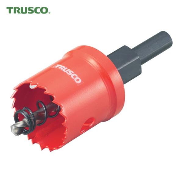 TRUSCO ハイスホールソー|特長:ロング刃長のため、幅広い分野の穴あけに適応します。 独自のコバルトバイメタル刃を使用しています。 排出用スプリング付です。