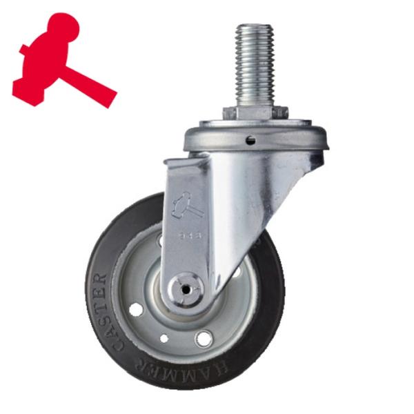 ハンマー ねじ込み式ゴムキャスター|特長:重量ワゴン車などのキャスターに最適です。 取付けがねじ込みでオールマイティーな中・重量用キャスターです。