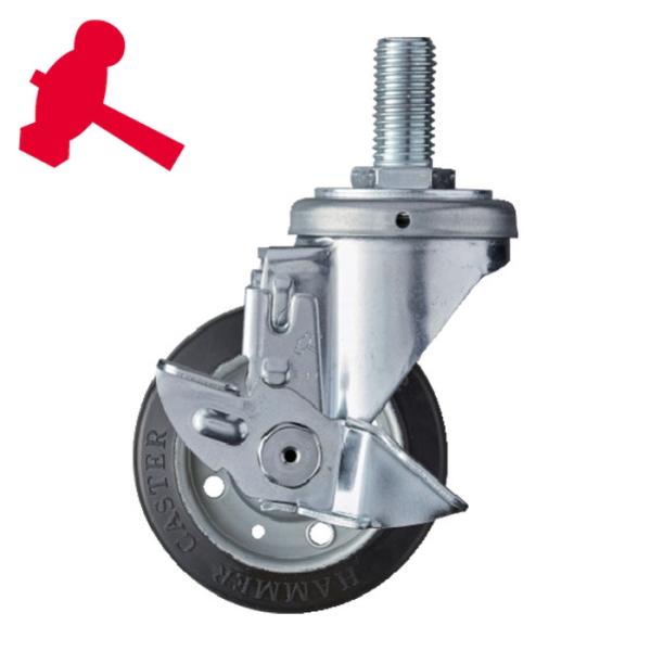 ハンマー ねじ込み式ゴムキャスター|特長:重量ワゴン車などのキャスターに最適です。 オールマイティーな中・重量用キャスターです。