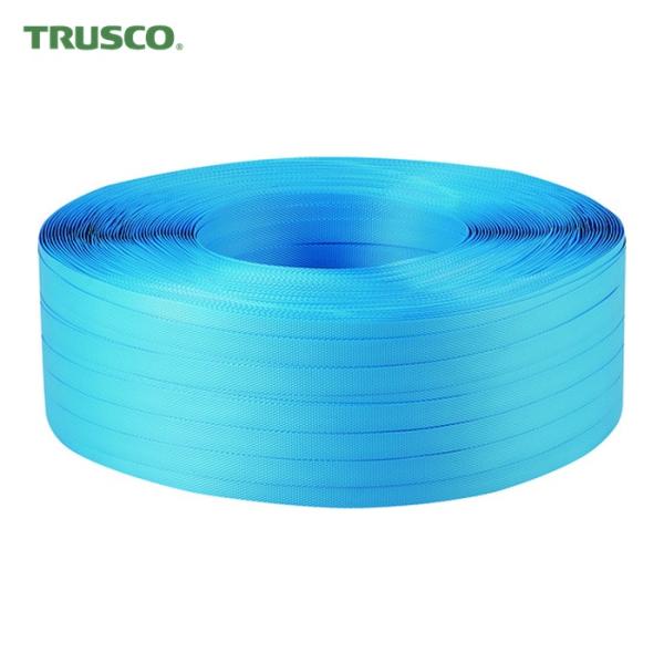 TRUSCO PPバンド|特長:極めて強靱で、また扱いやすい軽さと柔らかさも兼ね備えています。 吸水性がなくぬれても強度に変化がなく安心です。 ゴミとして燃やした時にダイオキシン等有害なガスは発生しません。