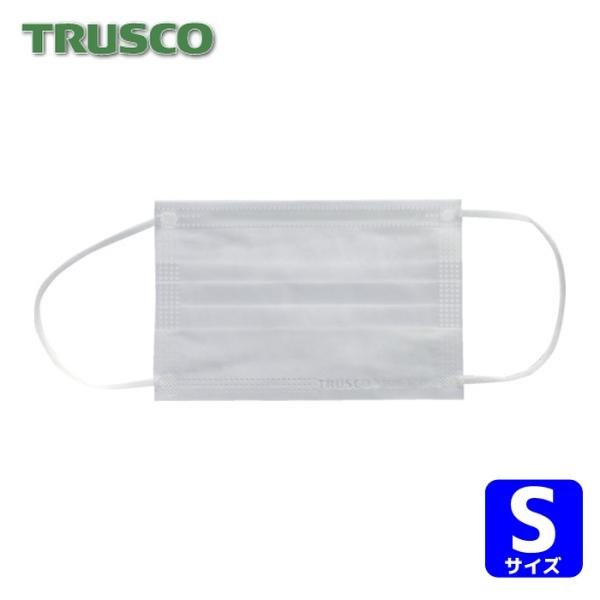 TRUSCO サージカルマスク|特長:耳紐はソフトな平紐ウレタン(幅3mm)を採用し、耳への負担を軽減します。 柔らかい超吸水タイプのため、長時間着用時でもケバ立ちにくいです。 樹脂製ノーズピースが鼻の形に合うよう加工しています。