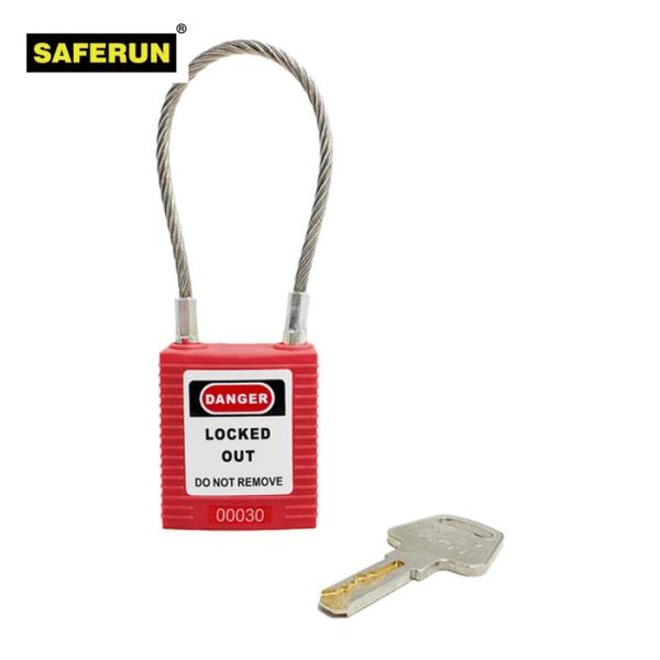 セーフラン 特殊錠|特長:ワイヤータイプで狭い場所にも使いやすいです。 豊富なカラーバリエーションからお選びいただけます。 耐紫外線、防腐食性です。