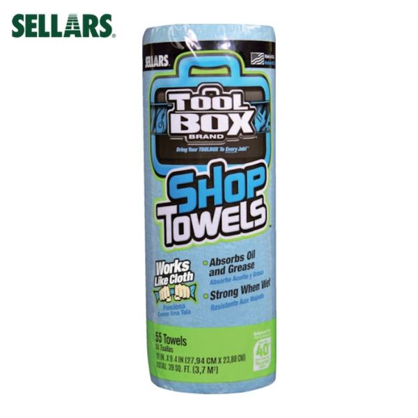 SELLARS 紙・不織布ウエス|特長:吸油性、吸水性に優れており、湿った状態でも高い耐久性を保持します。 布のように柔らかい肌触りの一方で、こすれに強く破れにくいです。 持ち運びしやすいコンパクトサイズです。