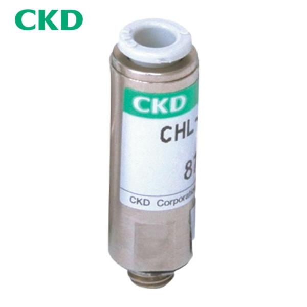 CKD チェックバルブ|特長:小形・省スペースのインラインタイプで、真空保持・低圧での使用も可能です。 Φ4のワンタッチ継手内蔵により、コンパクト配管かつ作業性がアップします。 クラッキング圧力が低いため、真空保持、低圧での使用が可能です。