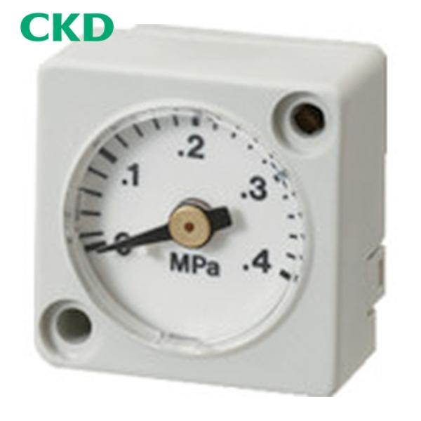 CKD 圧力計|特長:機器内蔵用に最適な薄形でコンパクト設計です。 フィルタレギュレータ・レギュレータ(2000~8000シリーズ)、圧力スイッチ(P4000・W)に最適です。 FRLユニット2000~8000シリーズに標準装備しています。