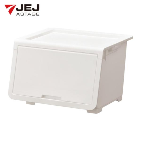 JEJアステージ フタ式収納ケース|特長:2つのオープンスタイルで出し入れラクラク積み重ねできる収納ボックスです。 開け口が斜め型なので、積み重ねても取り出しやすいです。 飛び出し防止のロック機能付です。