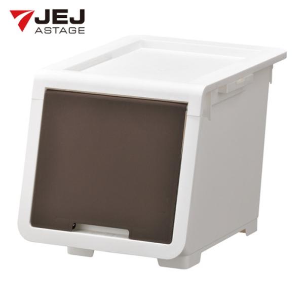 JEJアステージ フタ式収納ケース|特長:2つのオープンスタイルで出し入れラクラク積み重ねできる収納ボックスです。 開け口が斜め型なので、積み重ねても取り出しやすいです。 飛び出し防止のロック機能付です。