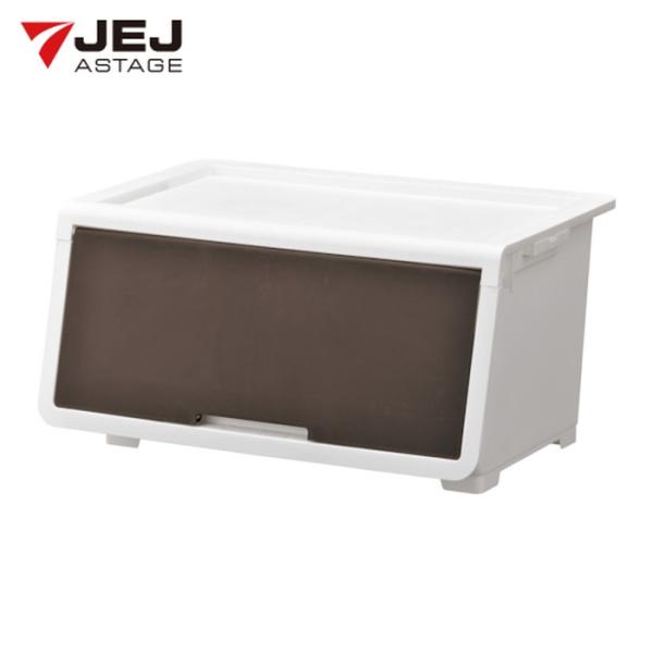 JEJアステージ フタ式収納ケース|特長:2つのオープンスタイルで出し入れラクラク積み重ねできる収納ボックスです。 開け口が斜め型なので、積み重ねても取り出しやすいです。 飛び出し防止のロック機能付です。