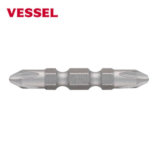 VESSEL 両頭ドライバービット|特長:リブ付き刃先で折れ・曲がりに強く、高寿命です。 ワークが硬い場合や、固め打ちに最適です。 強さとねばりがあるダイハード鋼を使用します。