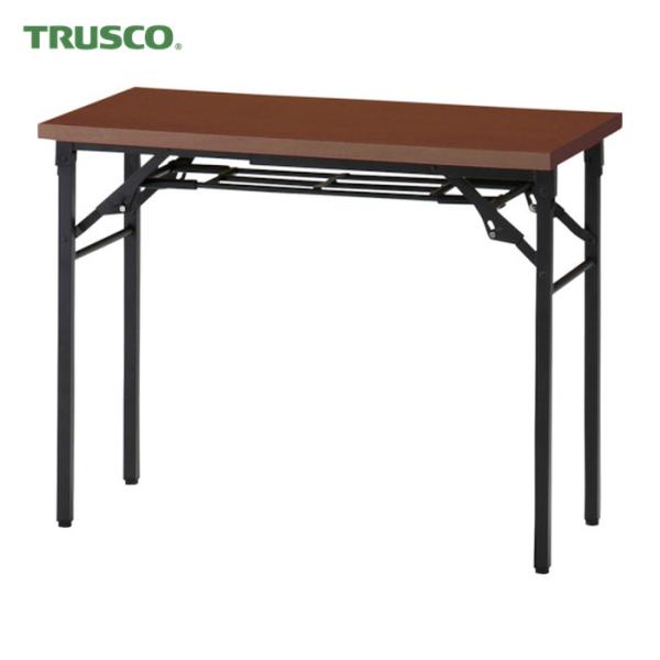 TRUSCO 折りたたみ式会議用テーブル|特長:テーブル使用中にロックした部分が解除されないよう安全ストッパーが自動でかかります(オートロック機構)。 天板の両端に脚があるので脚間が広く、ゆったりと着席できます。 折り畳みの際、脚が重ならな...