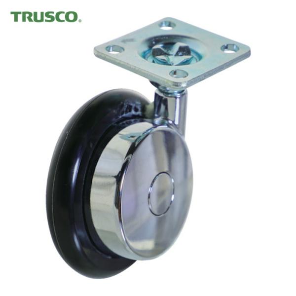 TRUSCO プレート式ウレタンキャスター|特長:旋回半径が小さく小回りを必要とする製品に適したボールキャスターです。 埃・髪の毛の入りにくい防塵構造です。