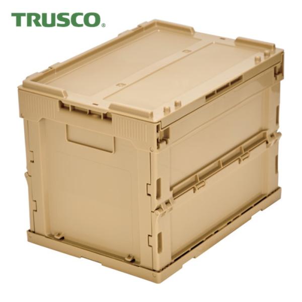 TRUSCO 折りたたみコンテナ|特長:パーツは全てポリプロピレン製ですので分解することなくリサイクルが可能です。 折りたたんだ時の高さを最大限まで追求、従来タイプに比べて最大35%低く、これにより輸送運賃・保管スペースを大幅に削減すること...