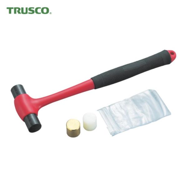 TRUSCO コンビネーションハンマー|特長:特殊鋼にプラスチックの一体成型でヘッドが抜けず安心です。 打撃の振動を吸収する新構造のハンドルには、滑りにくいエラストマー樹脂を使用しています。 鋼の芯材により、木柄の3倍の耐久力を実現しました。