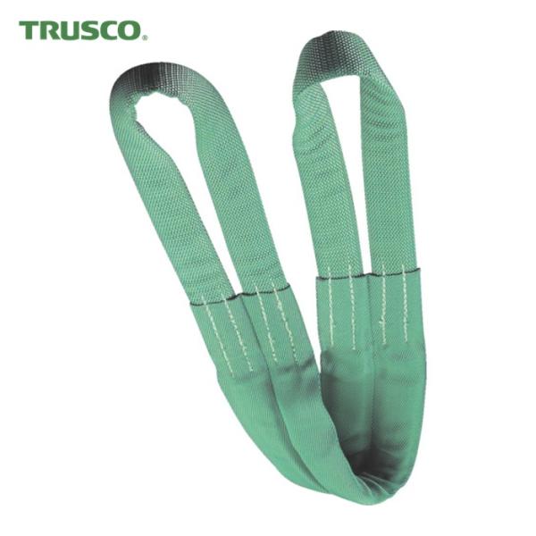 TRUSCO ベルトスリング|特長:平形で製品に優しくフィットする柔らかなスリングです。 スリング幅が広く吊り荷に対する接触面積が広いため安定した作業が可能です。 内芯がベルトのためよれがなく、常に安定した形状を保ちます。