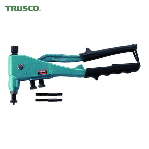 TRUSCO ハンドナッター|特長:タップ立ての無理な薄板や裏側に手の入らない箇所でもワンタッチで強力にナットをかしめることができます。 母材に傷が付かず確実に取り付けできます。