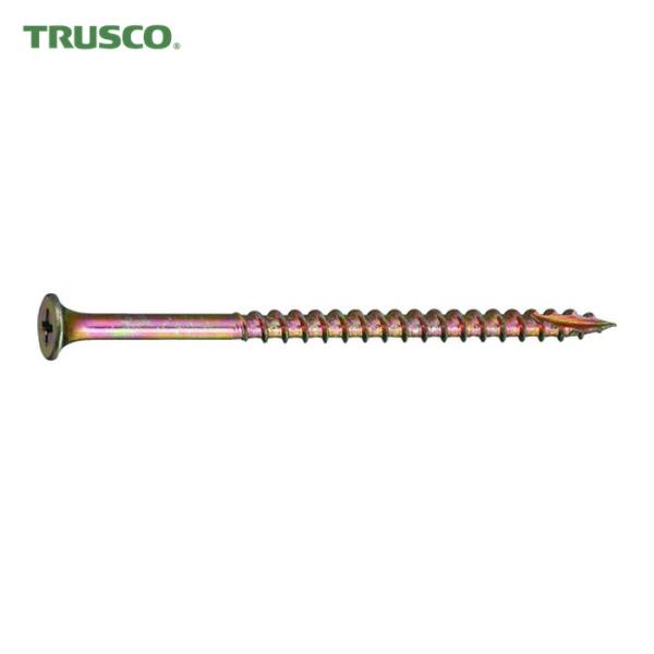 TRUSCO コーススレッドスクリュー|特長:先割れ加工が木割れを防ぎ施工性を良くします。 保持力は釘の約5倍です。 木材用に適しています。