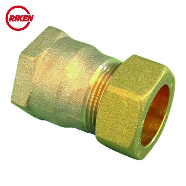 RIKEN 水道配管用継手|特長:ステンレス鋼管と銅管の異種管接合が可能です。 日本水道協会認証登録品です。