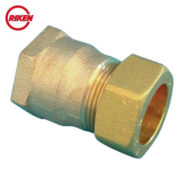 RIKEN 水道配管用継手|特長:ステンレス鋼管と銅管の異種管接合が可能です。 日本水道協会認証登録品です。