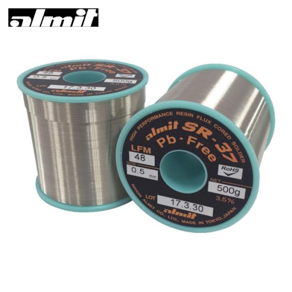 アルミット 糸はんだ|特長:弊社従来品に比べフラックス飛散を約80~90%低減させました。 環境に優しい飛散防止型の鉛フリーはんだです。