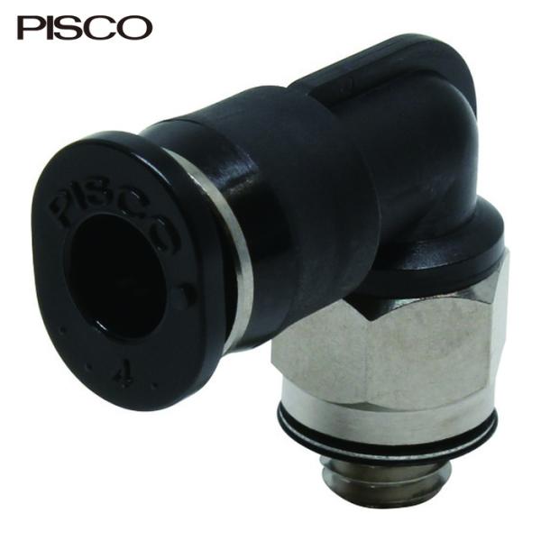 PISCO チューブ継手(エルボ)|特長:スタンダードタイプに比べ、容積比40%の小型化に成功したワンタッチ継手です。 開放リングを楕円形状にすることで、超小型にもかかわらずチューブの脱着が簡単です。