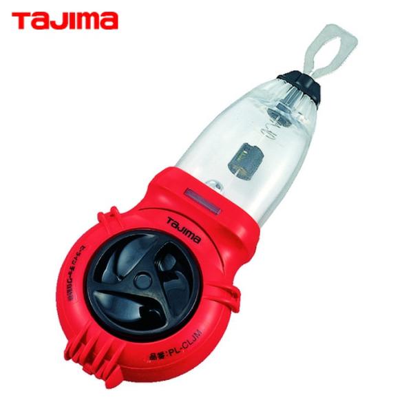 タジマ チョークリール|特長:粉チョークのつきが良い、「チョークたっぷりメカ」搭載です。 粉チョーク残量が確認しやすい透明タンクです。 ステンレスフック標準装備です。