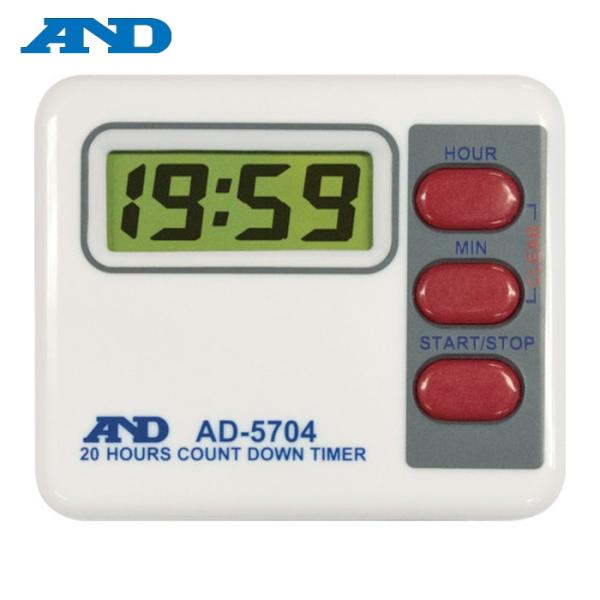 A&amp;D タイマー|特長:20時間形タイマーです。 マグネット、クリップ、卓上スタンドで3通りの使い方ができます。 ブザー音は約60秒間です。