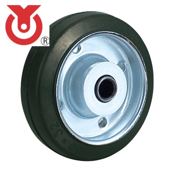 ユーエイ プレート式ゴムキャスター|特長:ゴム車輪は走行時の衝撃を緩和します。