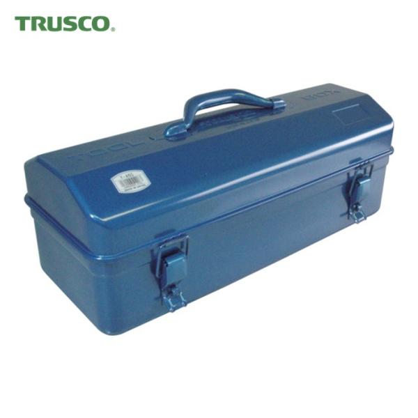 TRUSCO スチール製工具箱|特長:ハードな使用に耐える頑丈なプレス一体型です。 内部で工具が盛り上ってもフタが凸状になっているのでらくらくフタが閉まる便利な設計です。