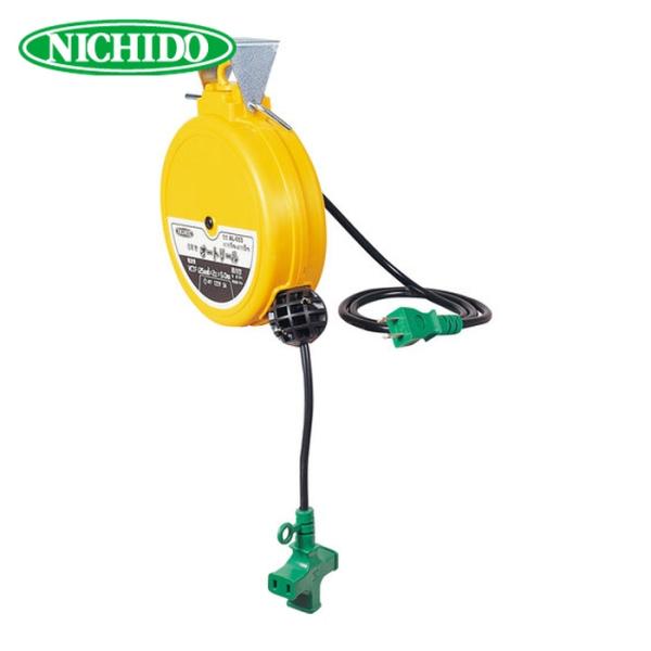 NICHIDO 取付型自動巻取リール|特長:壁や天井など場所を選ばず簡単に取り付けできます。 180度首振りするのでらくに使用できます。 ストッパーボールの位置を変更できます。