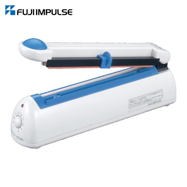 富士インパルス 卓上シーラー|特長:シール完了をランプと電子音でお知らせします。 ヒーター線を交換することで、溶断シールが可能です。 レバーを軽く押さえるだけで、簡単にシール完了します。