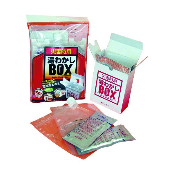 トライ 湯わかしキット|特長:アルミ粉末の反応熱を利用し、火を使わずに水を注ぐだけで簡単にお湯が沸かせます。 BOX本体は耐水・保温性に優れた紙製でできた湯わかし器です。 キャップ付のスパウト袋をご利用いただくと、そのままポットとして保温し...