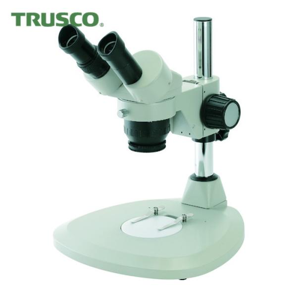 TRUSCO 実体顕微鏡|特長:サイズや形状が同じ部品などを連続して検査するのに最適です。 ベース面を大きくし、対象物を載せやすくしています。 レンズ取り替えを行わないため誰でも簡単に操作できます。