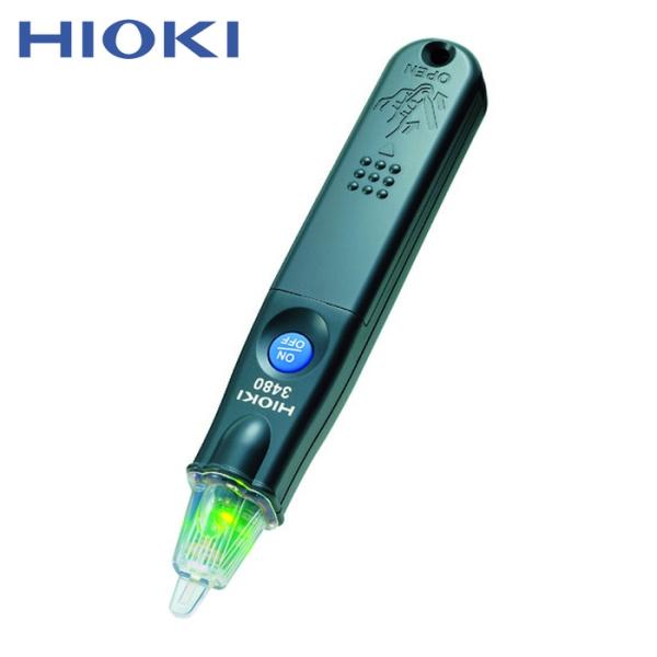 HIOKI 検電器|特長:コンパクトなサイズで安全に検電できます。 検電を赤色発光ならびにブザーでお知らせします。 感度調整機能付(40~80V)で最適な感度で検電できます。