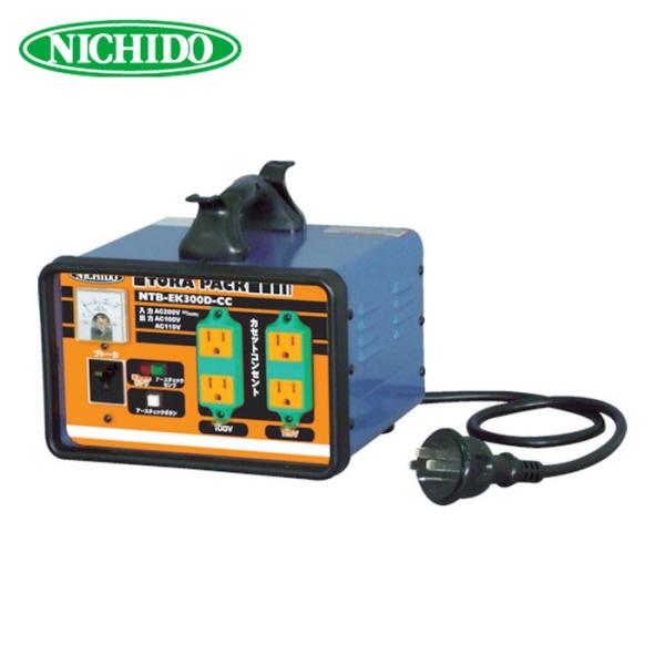 NICHIDO トランス|特長:現場に200Vしかなく、100Vの電動工具を使用したい時に電圧を100V、115Vに降圧します。 カセットコンセントを使用、コンセント部の交換はドライバーを使いカバーを外すことで簡単にできます。 アースチェッ...