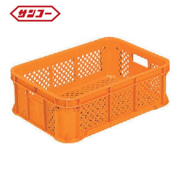 サンコー メッシュコンテナ|特長:全面網目のスタッキングタイプです。