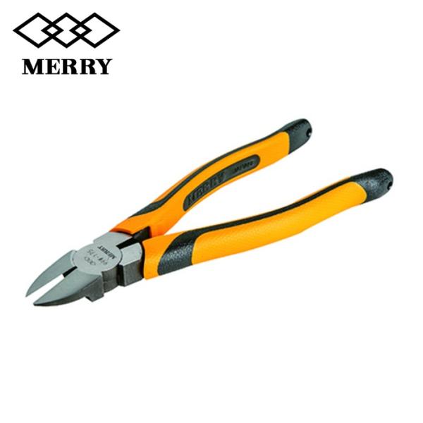 メリー ニッパ(電工用)|特長:電設関連での屋内配線などの作業に適しています。 刃先が特に鋭いためVA線の切断がより楽にできます。 切り口がほぼ真っすぐになります。
