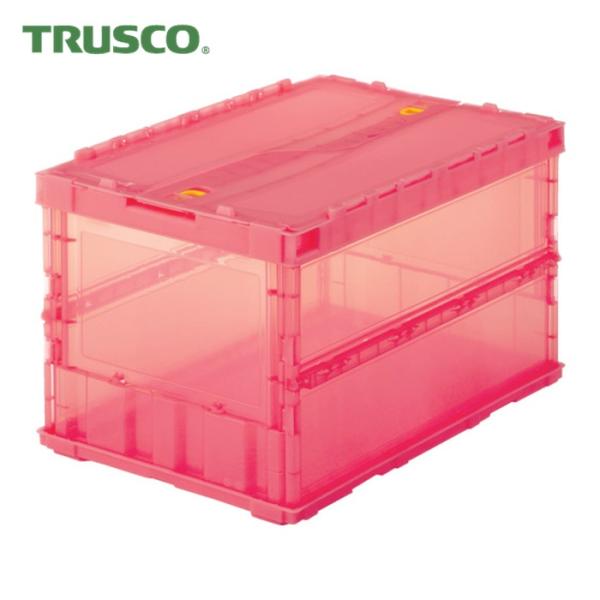 TRUSCO 折りたたみコンテナ|特長:中が透けて見えるため、コンテナの中身が判別しやすく、保管・管理に最適です。 折りたたんだ時の高さを最大限まで追求、従来タイプに比べて最大35%低く、これにより輸送運賃・保管スペースを大幅に削減すること...