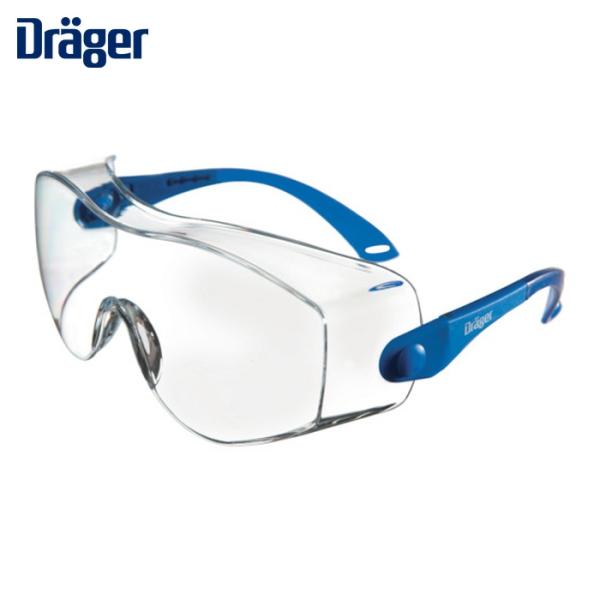 Drager 一眼型保護メガネ(オーバーグラスタイプ)|特長:さまざまな顔の形状にフィットさせるために、長さと角度を自在に調節できるテンプルを備えています。